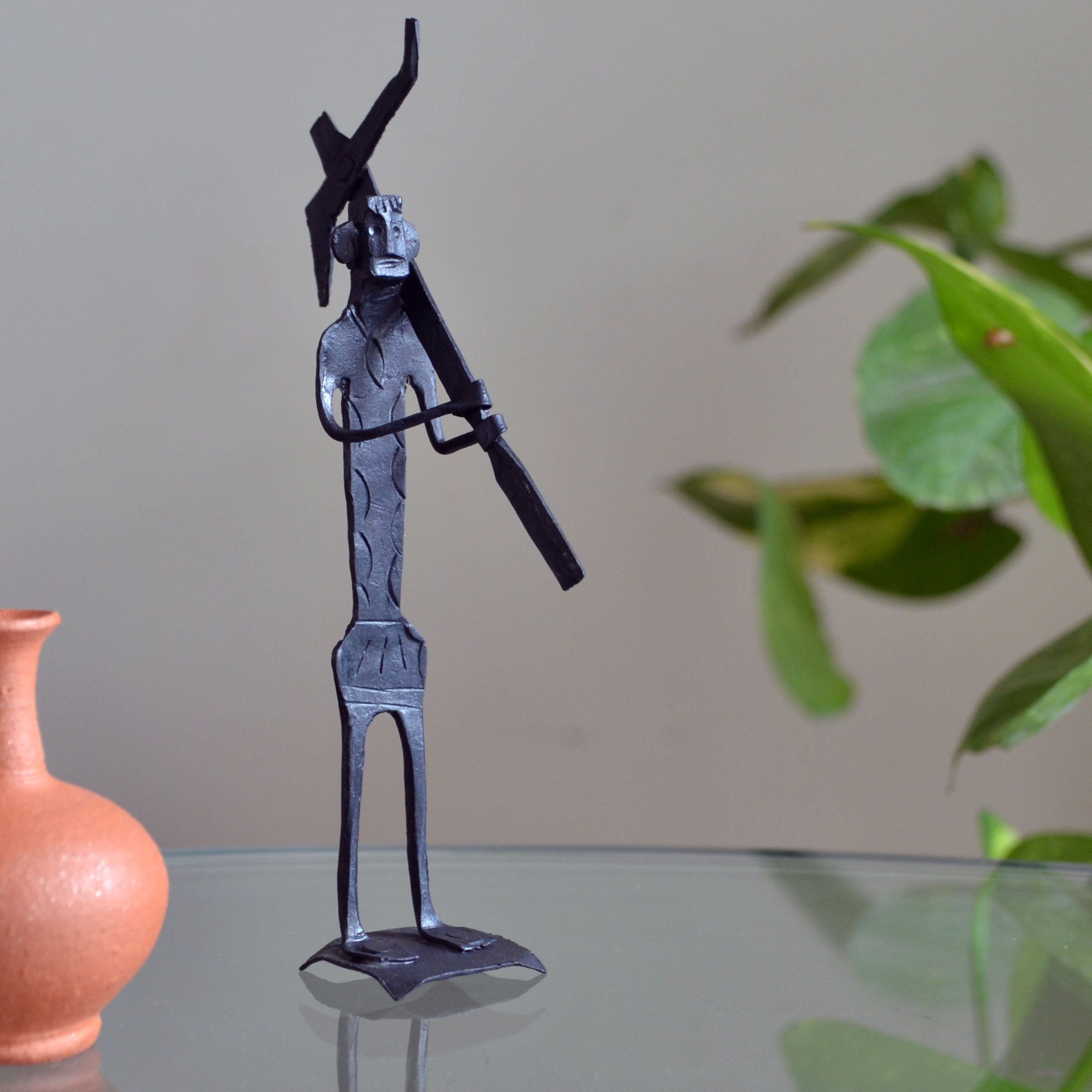 Wrought Iron Metal Farmer At Field Tribal Figure – Chinhhari Arts