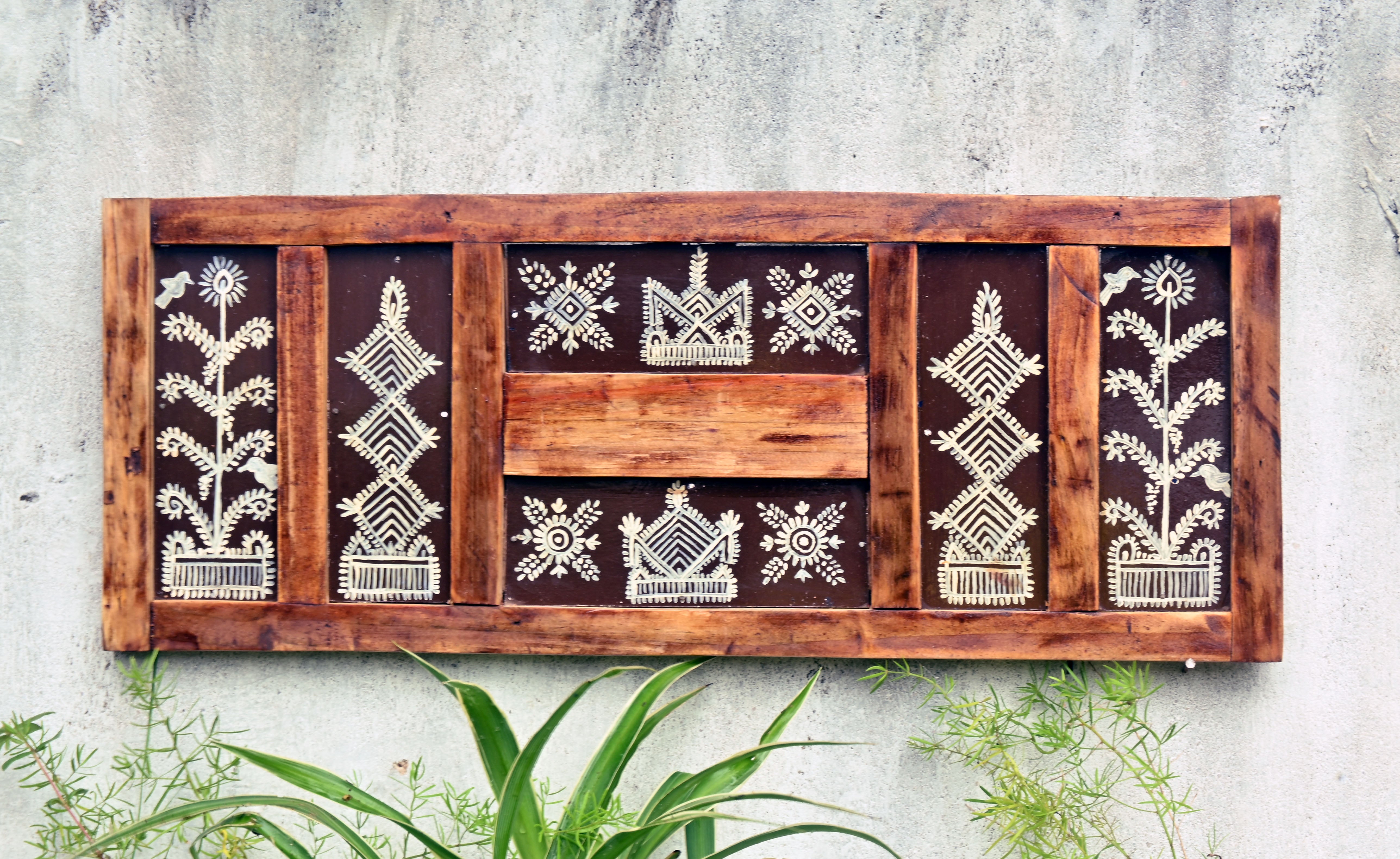Godna Tattoo Tribal Art Wall Decor Wooden Painting – Chinhhari ...